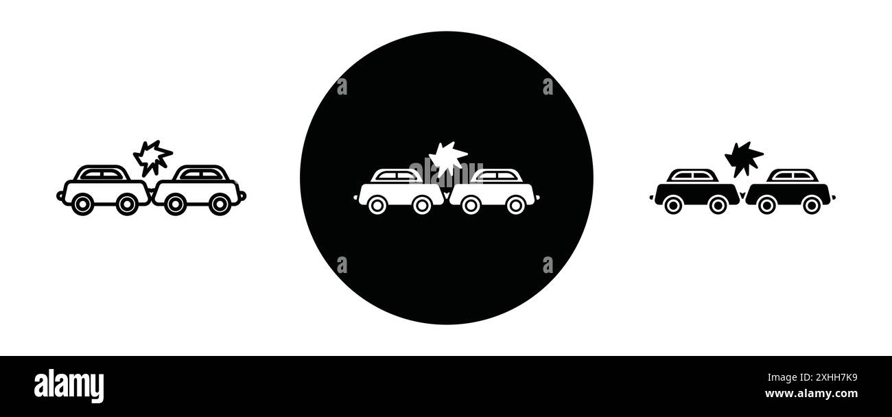 Accident icon Black line art vector in black and white outline set ...