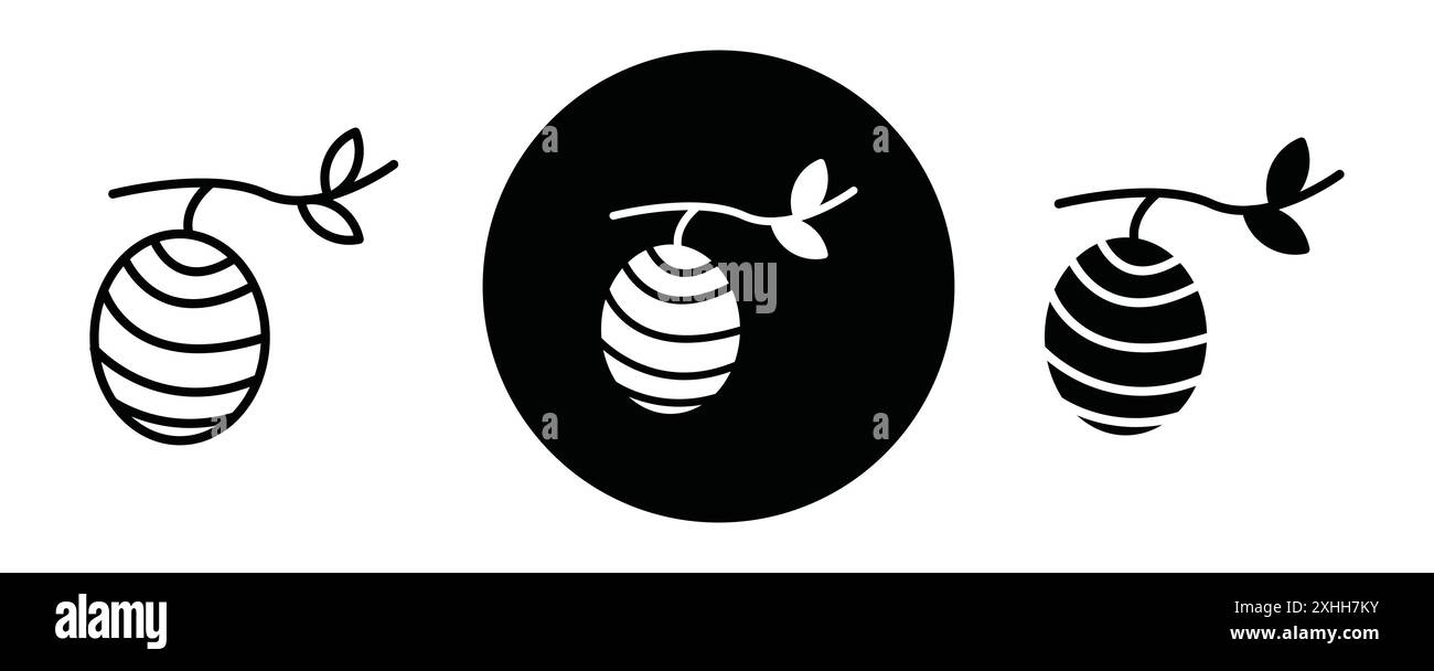 Cocoon icon Black line art vector in black and white outline set collection sign Stock Vector ...