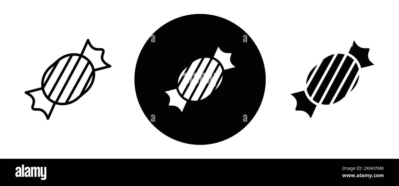 Candy icon Black line art vector in black and white outline set ...