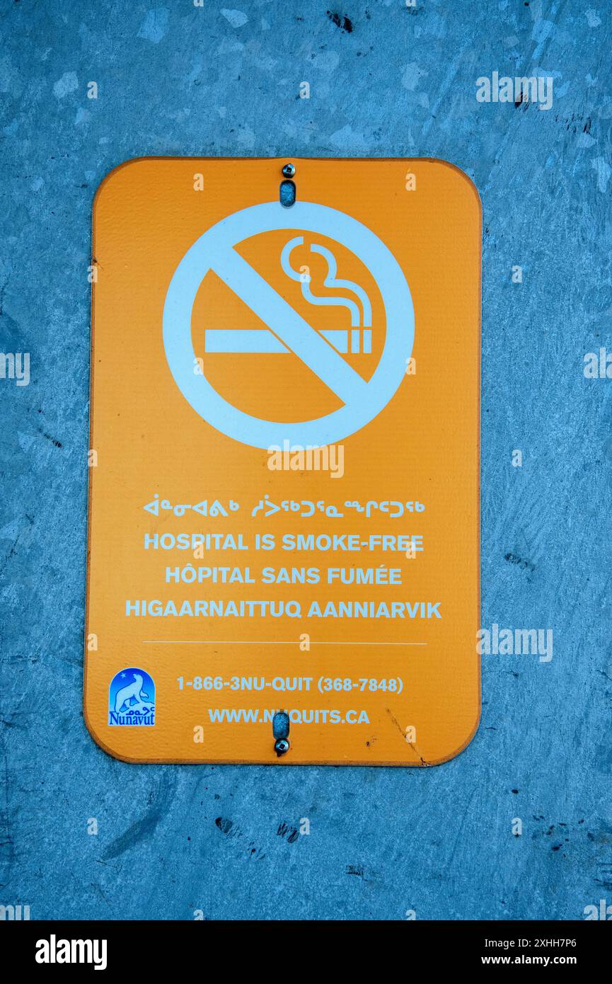 No smoking sign at Qikiqtani General Hospital on Niaqunngusiariaq in ...