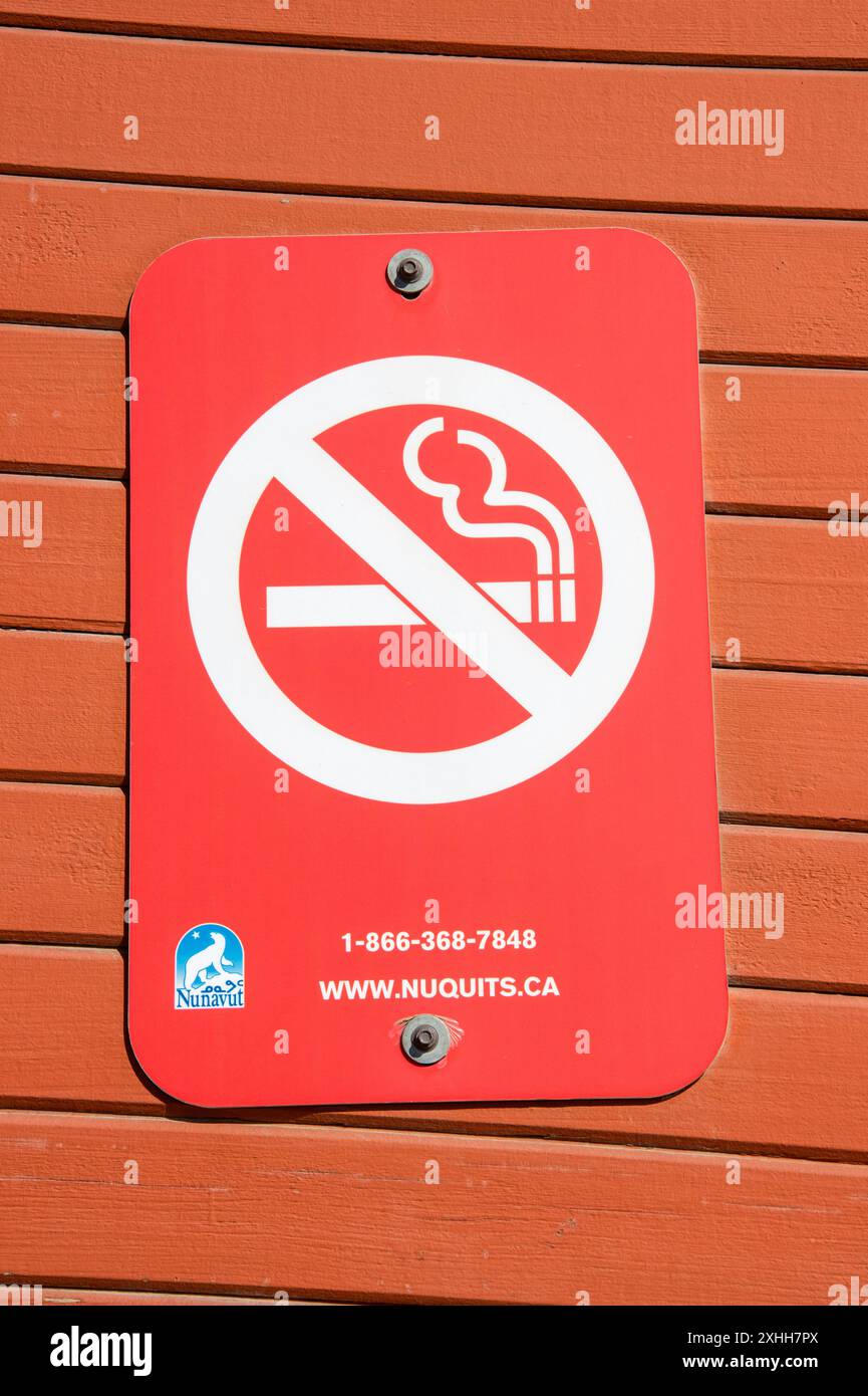 No smoking sign at Qikiqtani General Hospital on Niaqunngusiariaq in ...