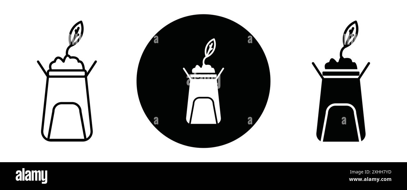 Composter icon Black line art vector in black and white outline set collection sign Stock Vector ...