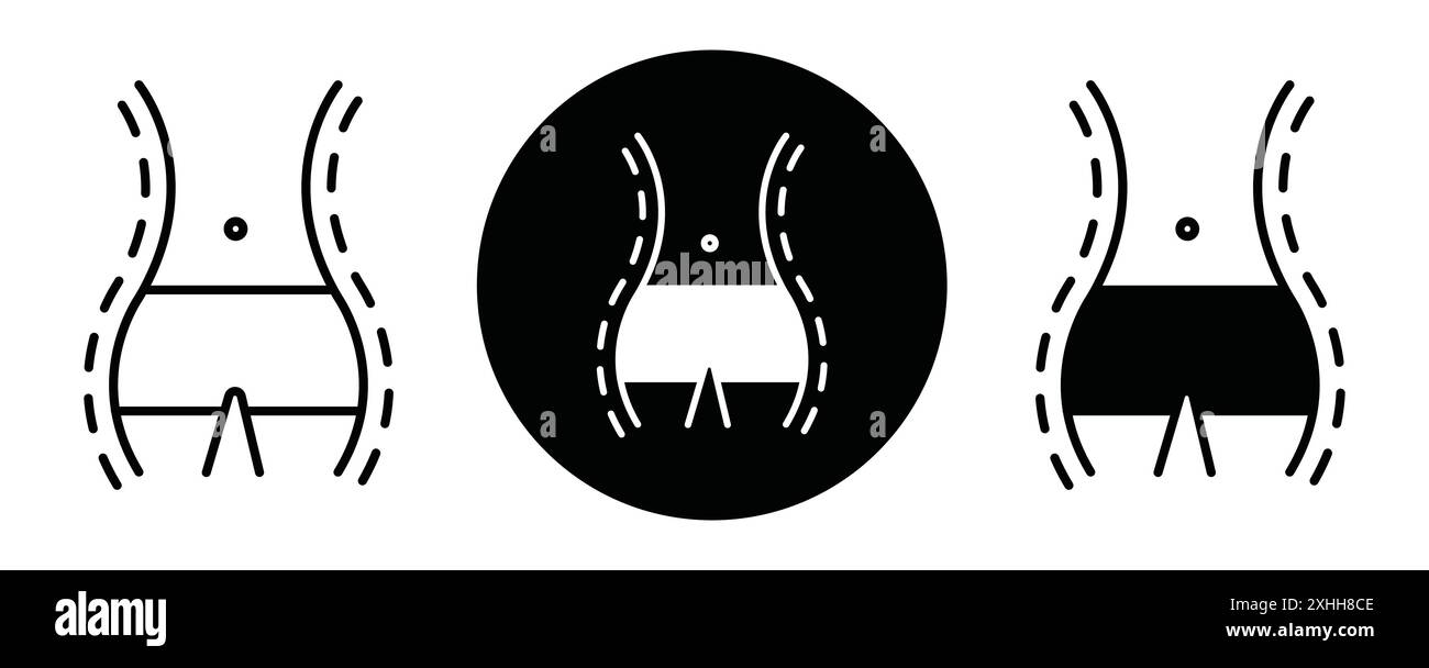 Fat And Slim Figure Icon Black Line Art Vector In Black And White Outline Set Collection Sign