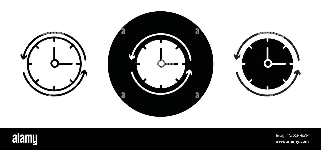 Change or update the date icon Black line art vector in black and white ...