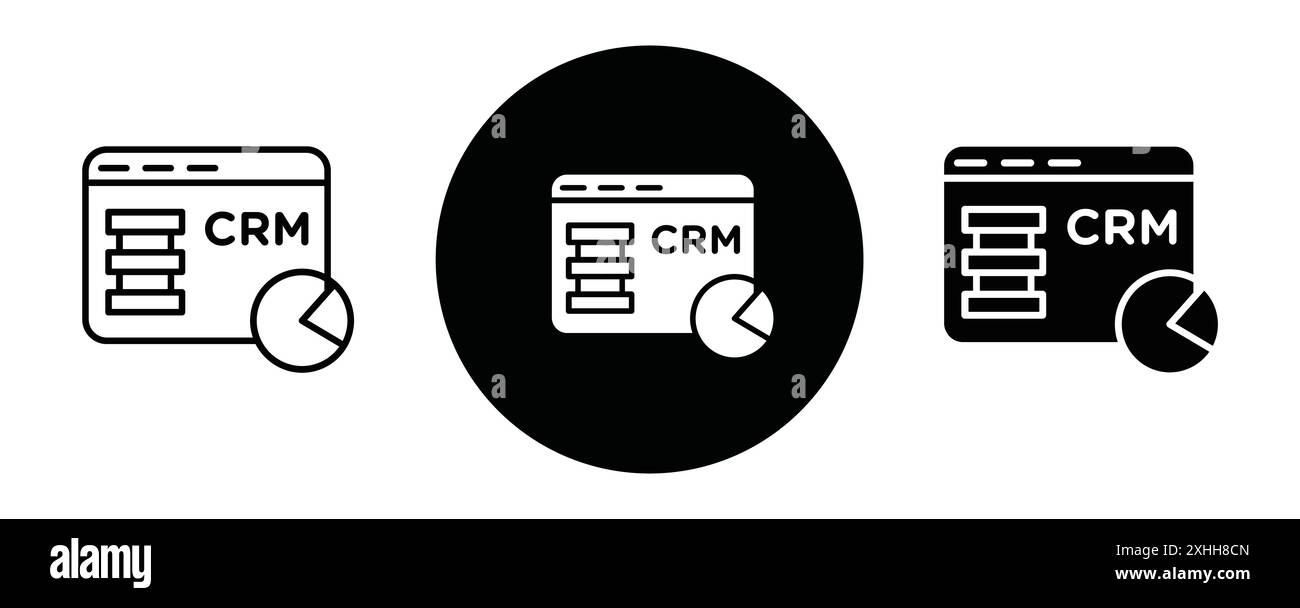 Crm Icon Black Line Art Vector In Black And White Outline Set Collection Sign Stock Vector Image