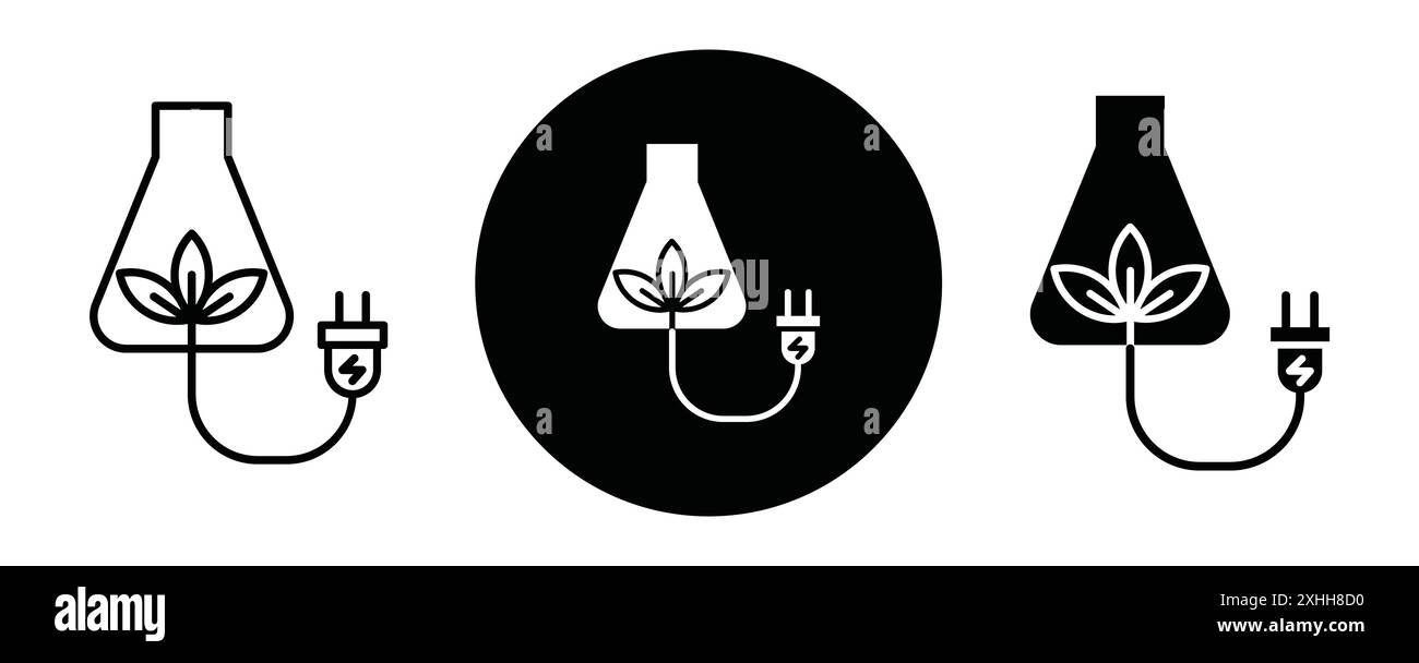 Biomass energy icon Black line art vector in black and white outline ...