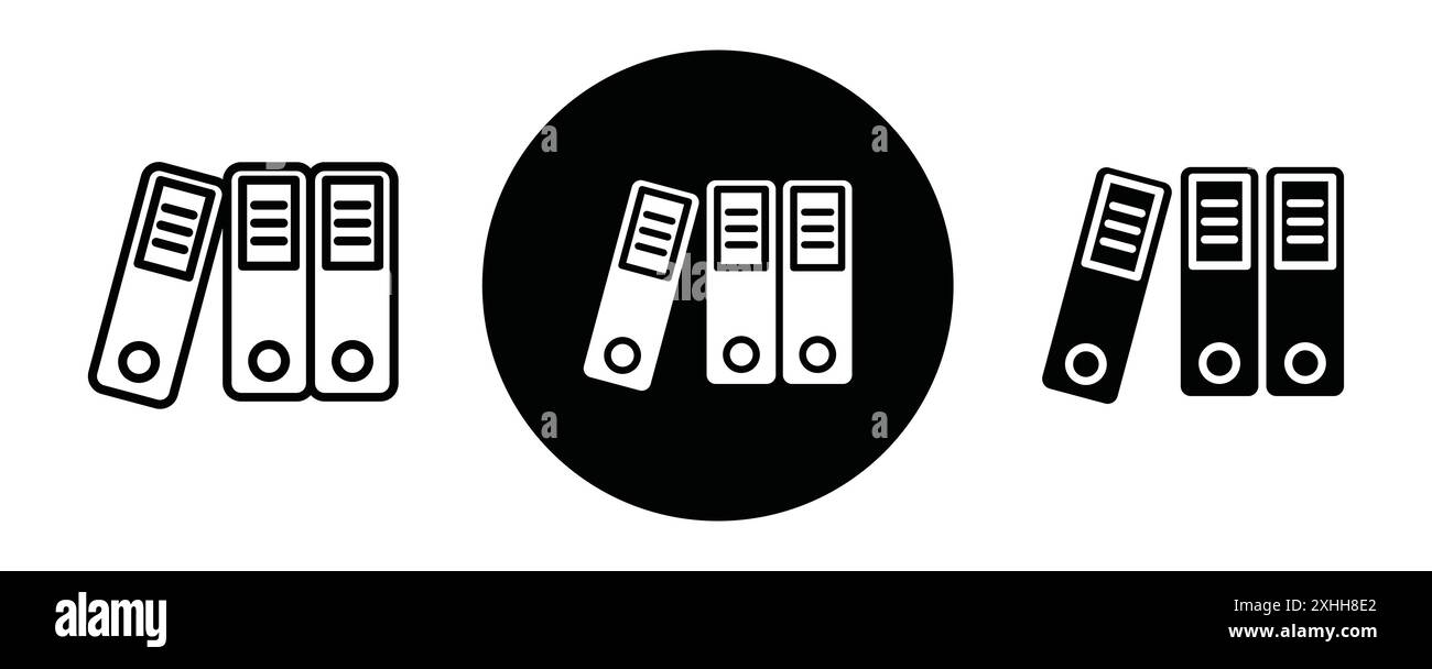 Binder icon Black line art vector in black and white outline set ...