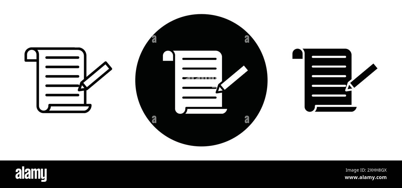 Draft icon Black line art vector in black and white outline set ...