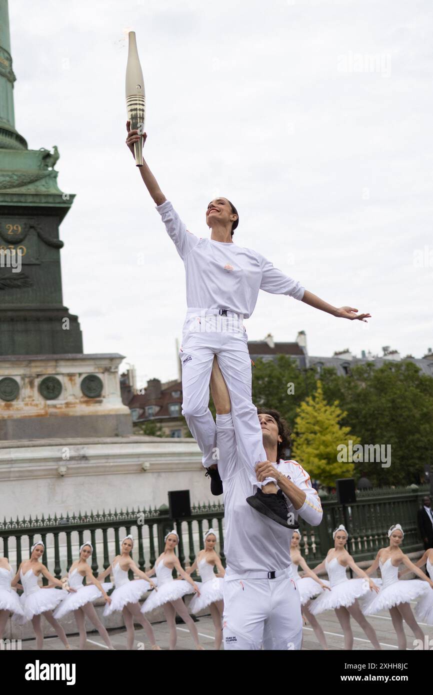 Paris, France. 14th July, 2024. Bearers of the flame Dorothee Gilbert ...