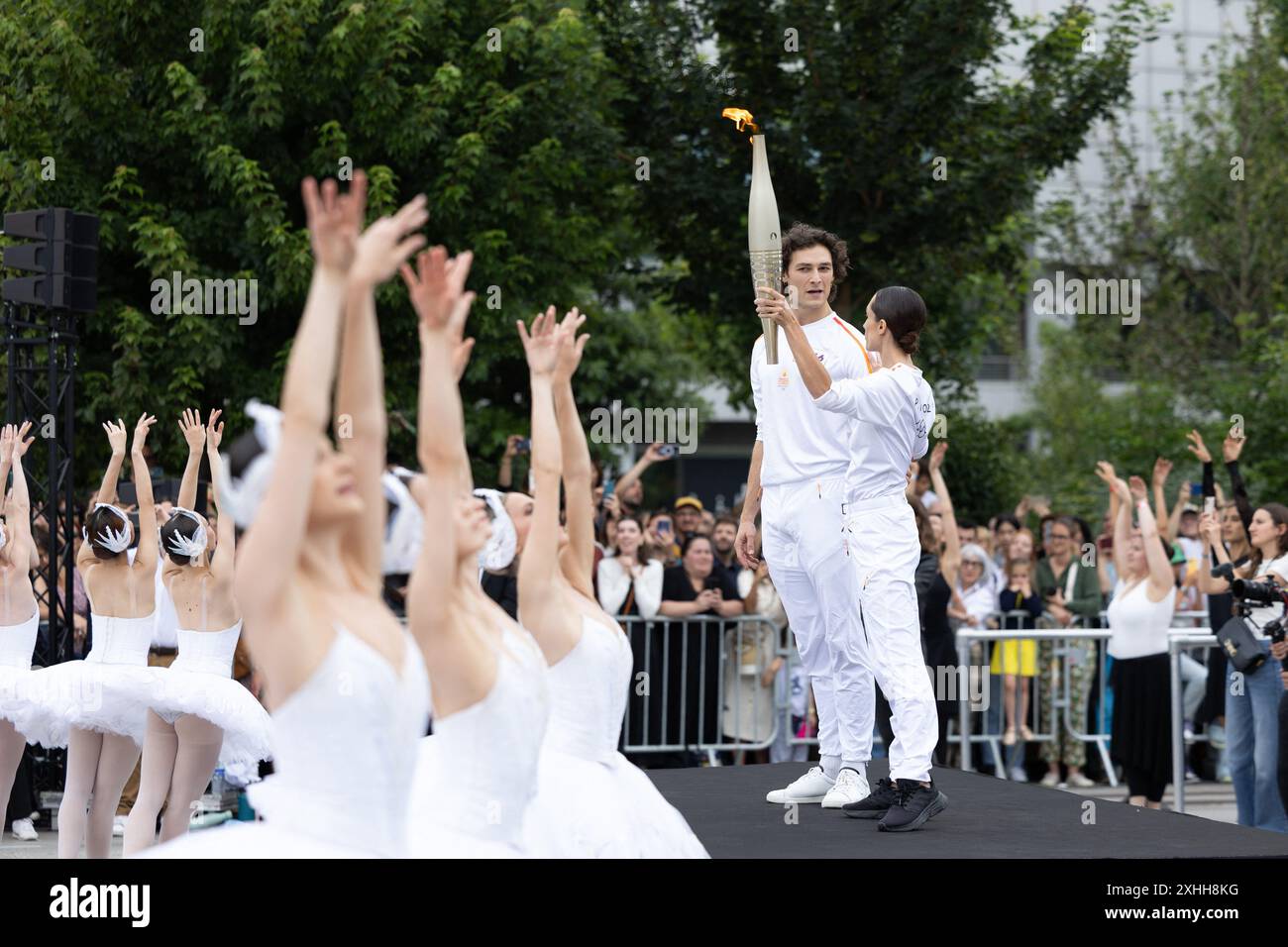 Paris, France. 14th July, 2024. Bearers of the flame Dorothee Gilbert ...