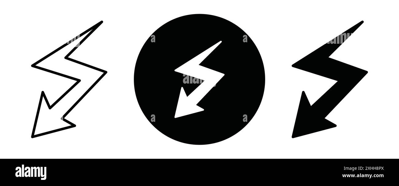 Electro icon Black line art vector in black and white outline set ...