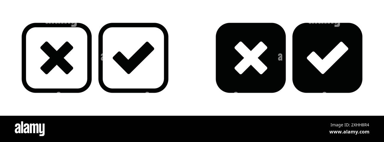 Check false or true icon Black line art vector in black and white ...