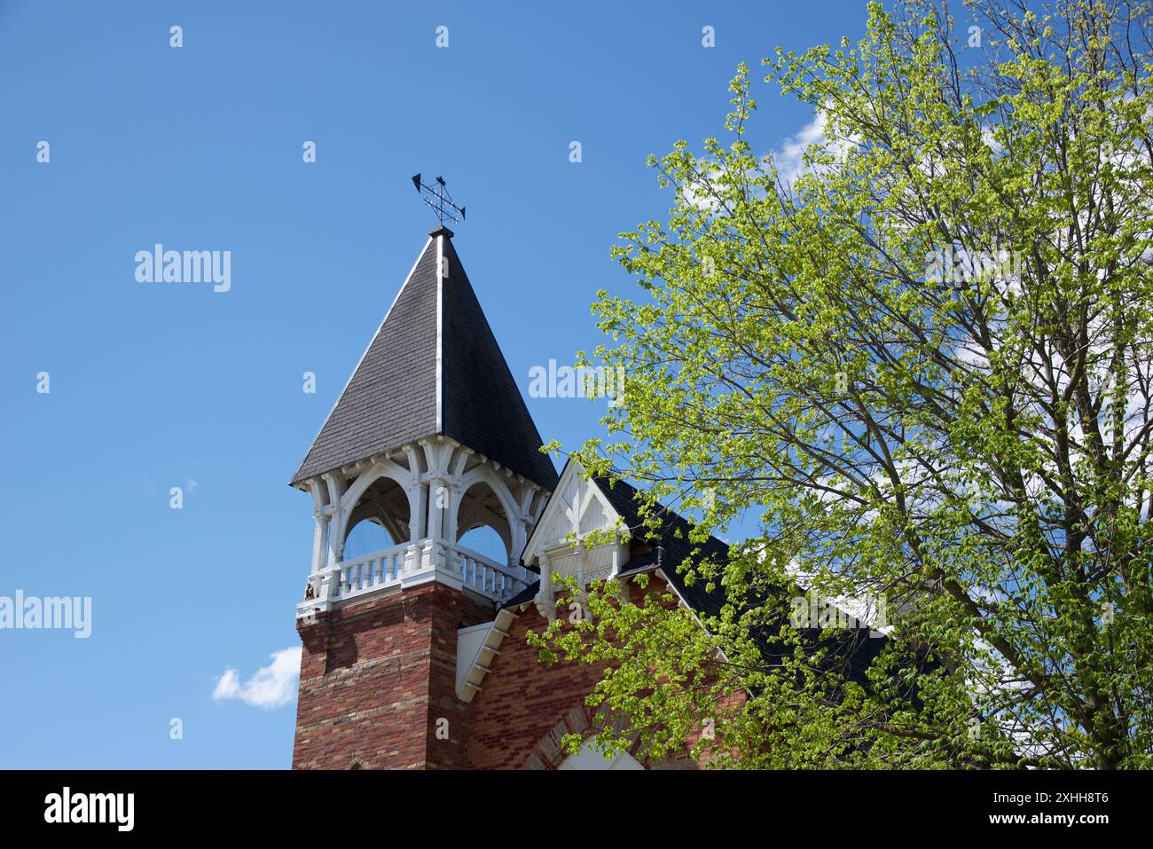 Low angle view of the Victorian style church in an old town Stock Photo ...