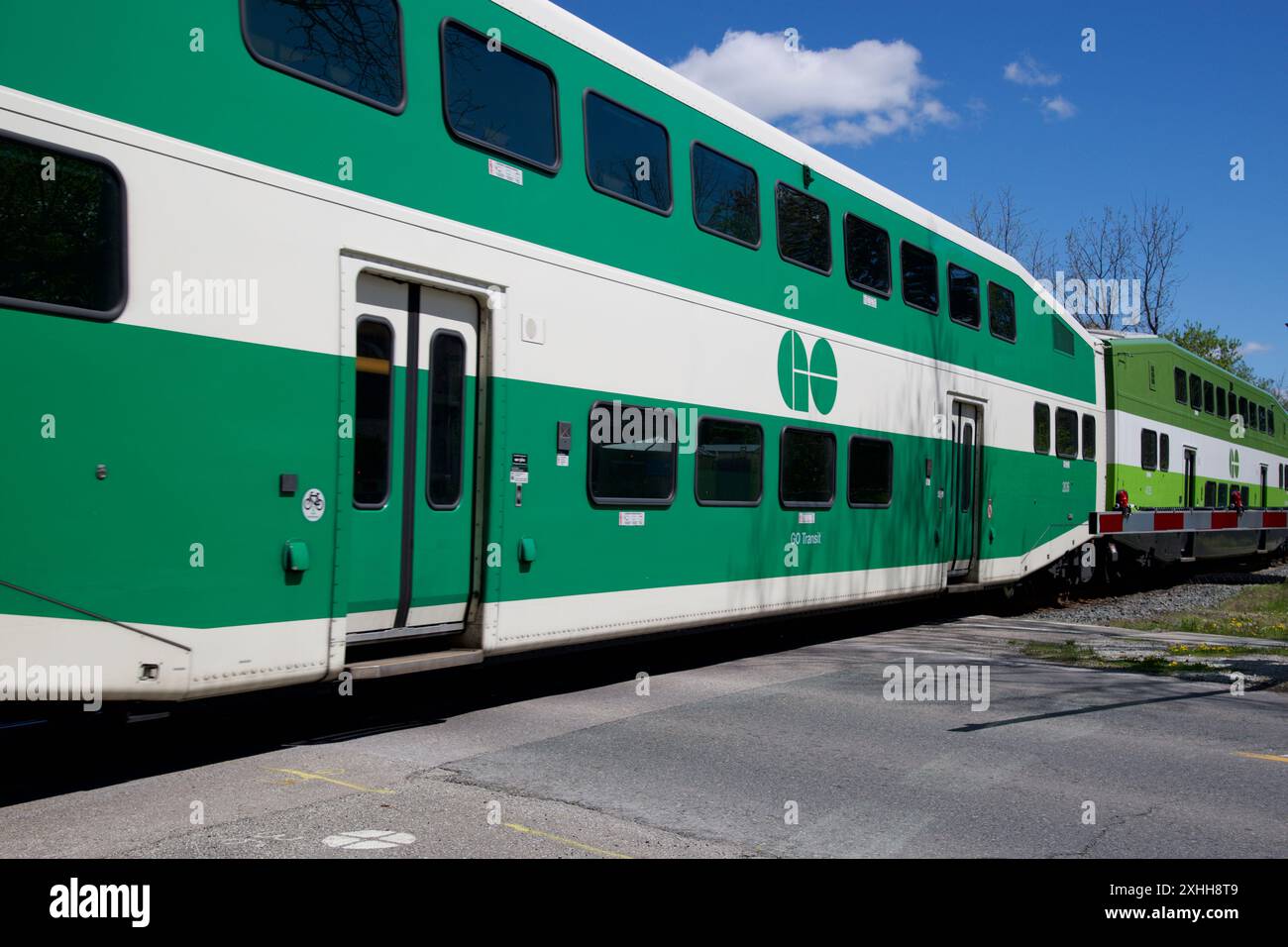 Diminishing perspective view of the Go train moving into the railway ...
