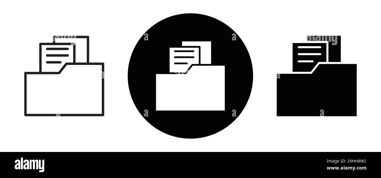 Document archive icon Black line art vector in black and white outline ...