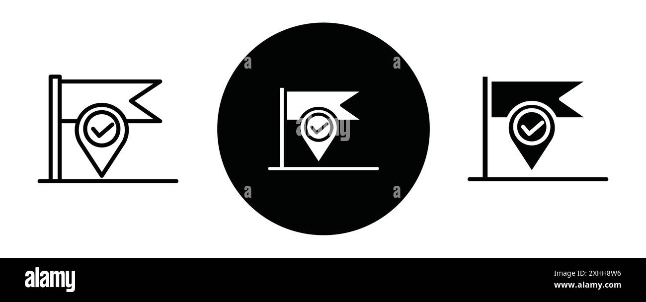 Checkpoint icon Black line art vector in black and white outline set ...