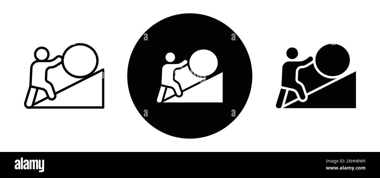 Effort icon Black line art vector in black and white outline set ...