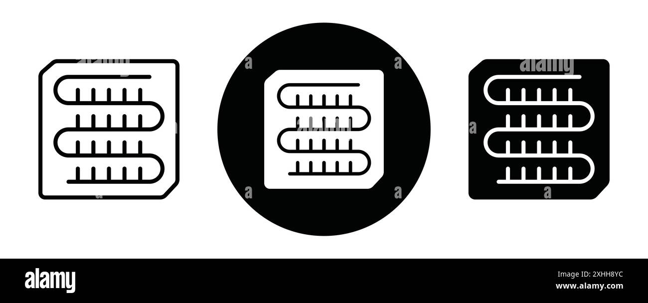 Condenser coil icon Black line art vector in black and white outline ...