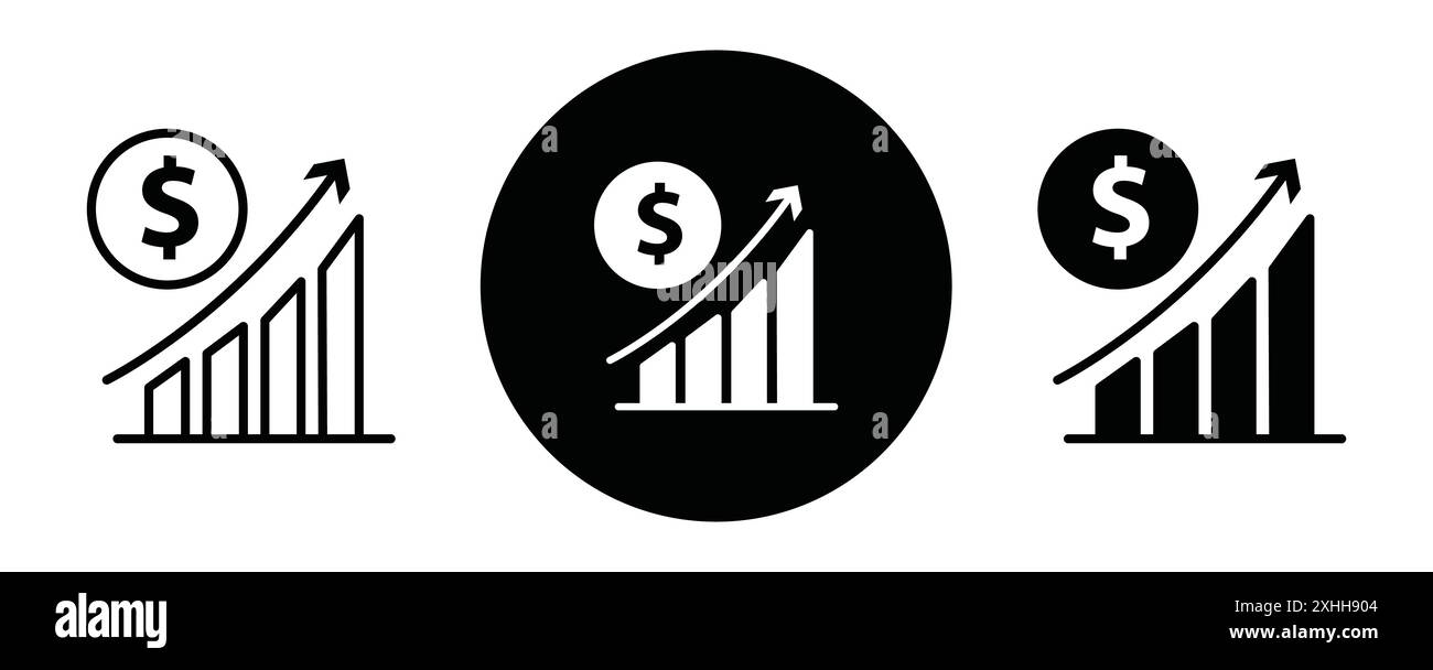 Fees Increase icon Black line art vector in black and white outline set ...