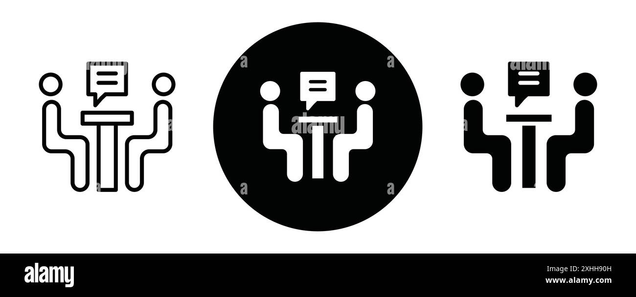 Consulting Icon Black line art vector in black and white outline set ...