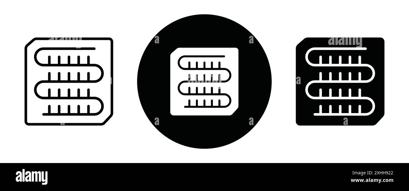 Condenser coil icon Black line art vector in black and white outline set collection sign Stock ...