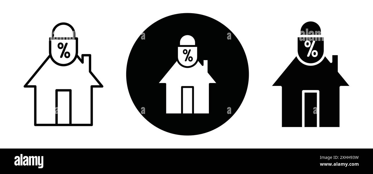 Fixed rate mortgage icon Black line art vector in black and white ...