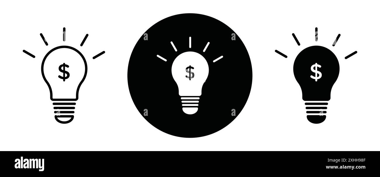 Money idea icon Black line art vector in black and white outline set ...