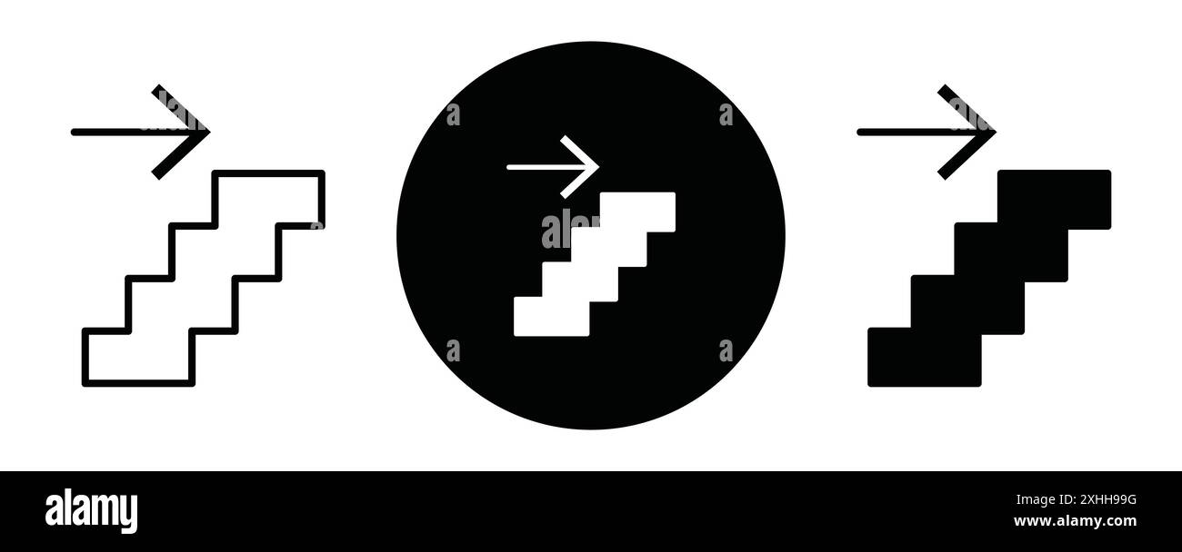 Next steps icon Black line art vector in black and white outline set collection sign Stock ...