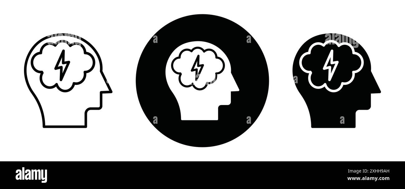 Epilepsy icon Black line art vector in black and white outline set ...
