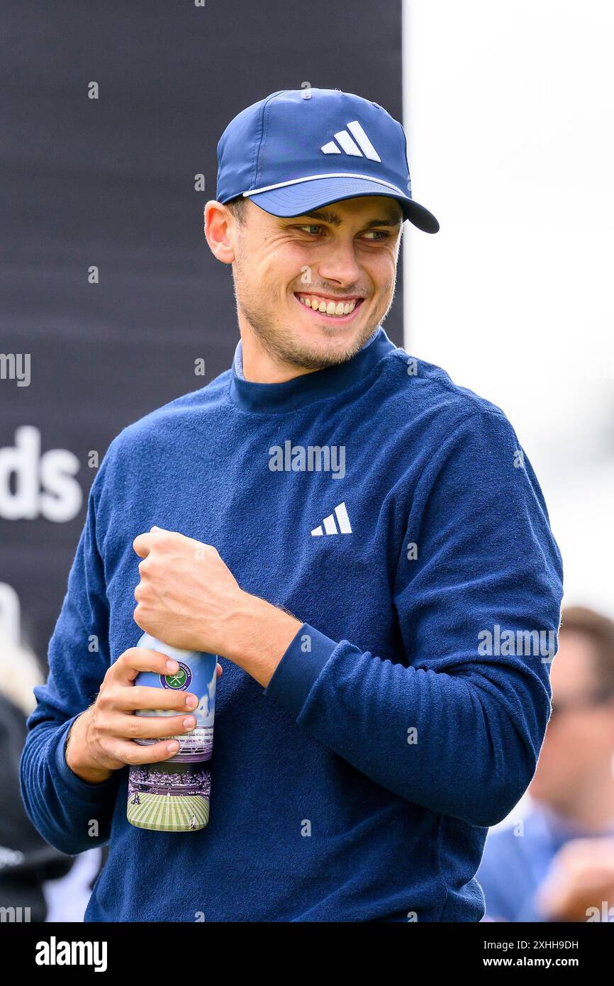 Ludvig Aberg on the 1st hole during day four of the Genesis Scottish Open 2024 at The ...