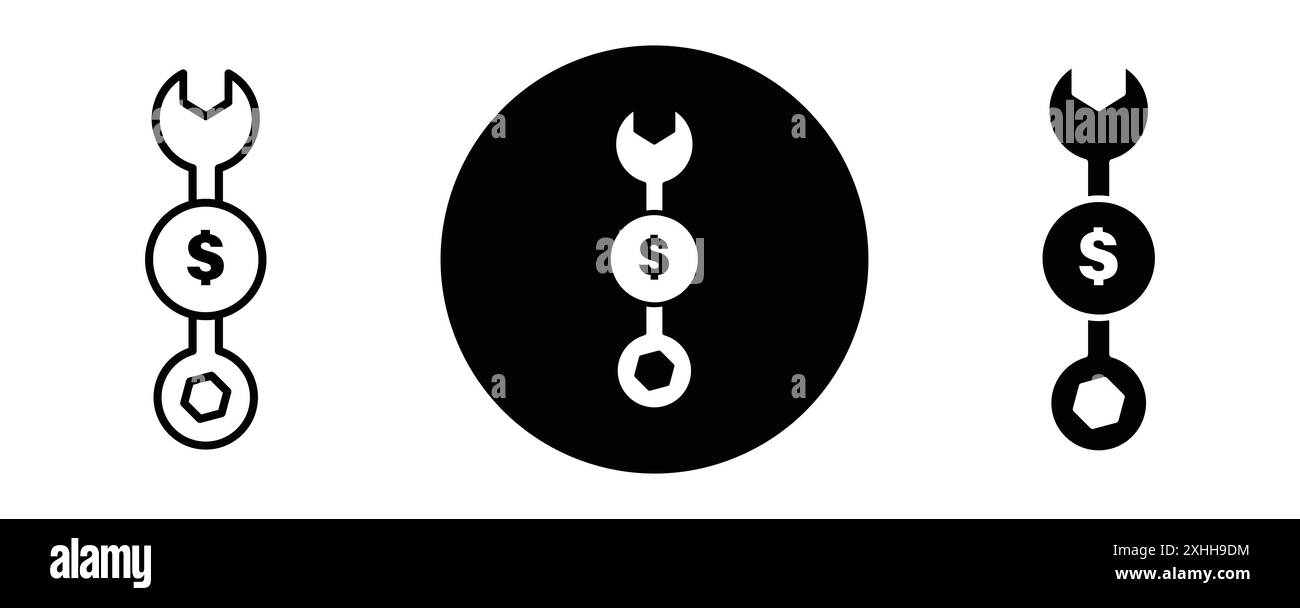 Fixed money icon Black line art vector in black and white outline set ...