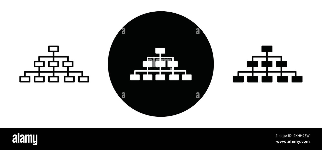 Hierarchical order icon Black line art vector in black and white outline set collection sign ...