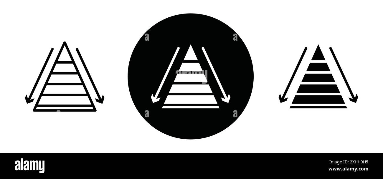 Hierarchy pyramid icon Black line art vector in black and white outline ...