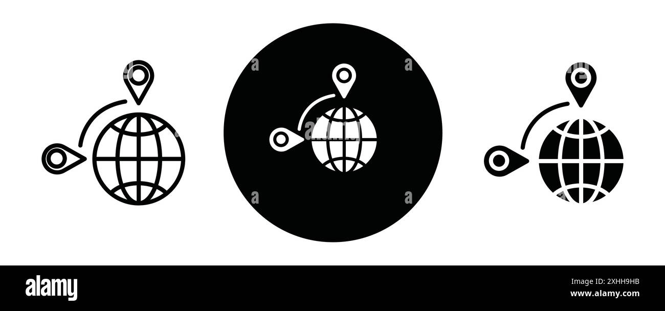 Global distribution icon Black line art vector in black and white ...