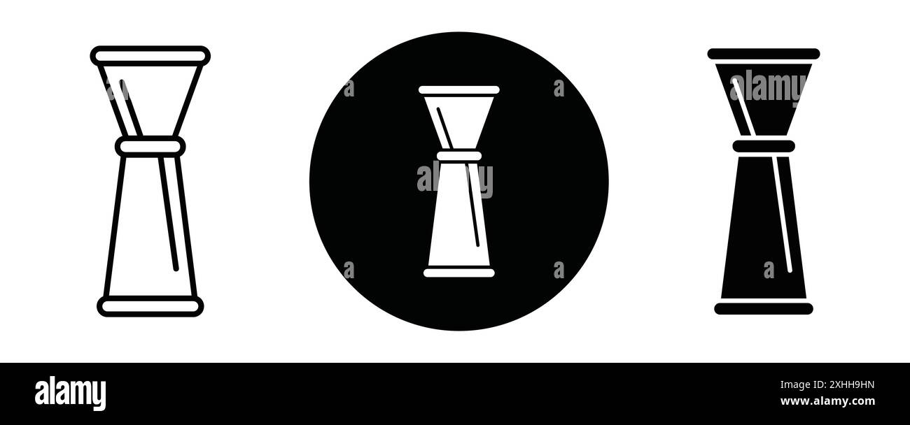 Jigger icon Black line art vector in black and white outline set collection sign Stock Vector ...