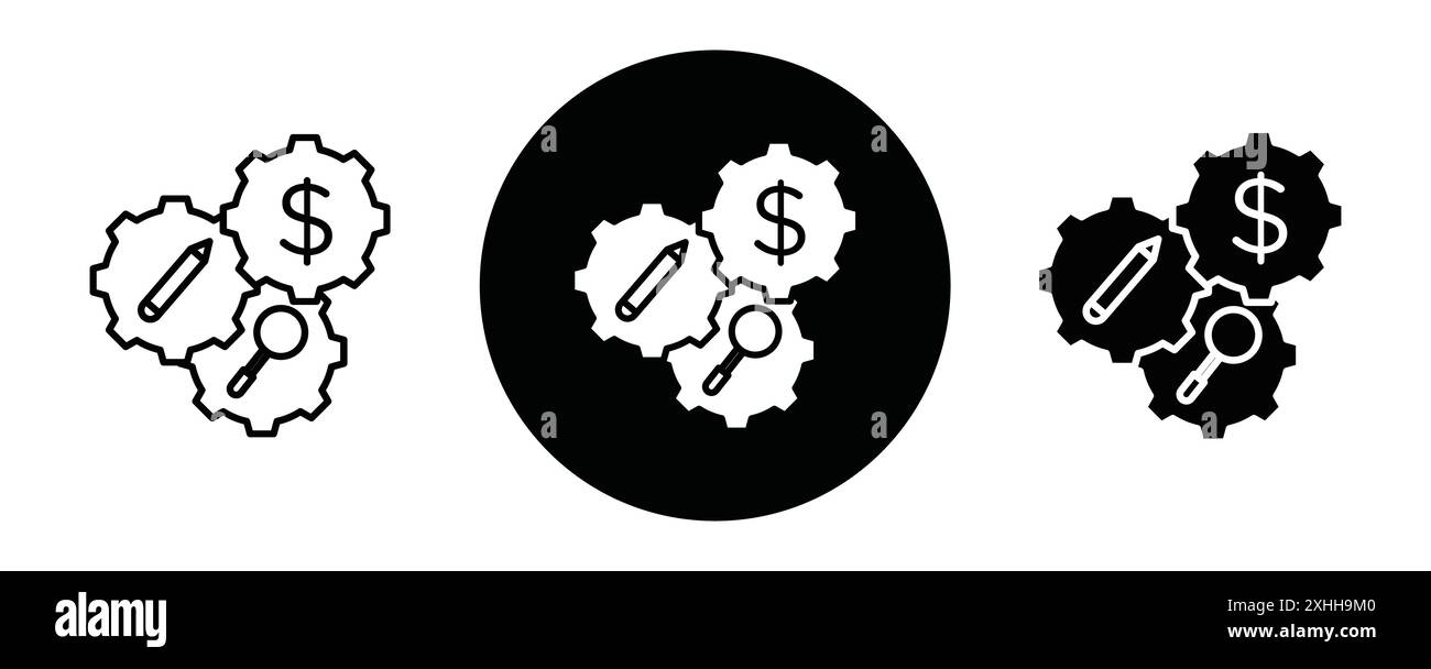 Resource icon Black line art vector in black and white outline set ...