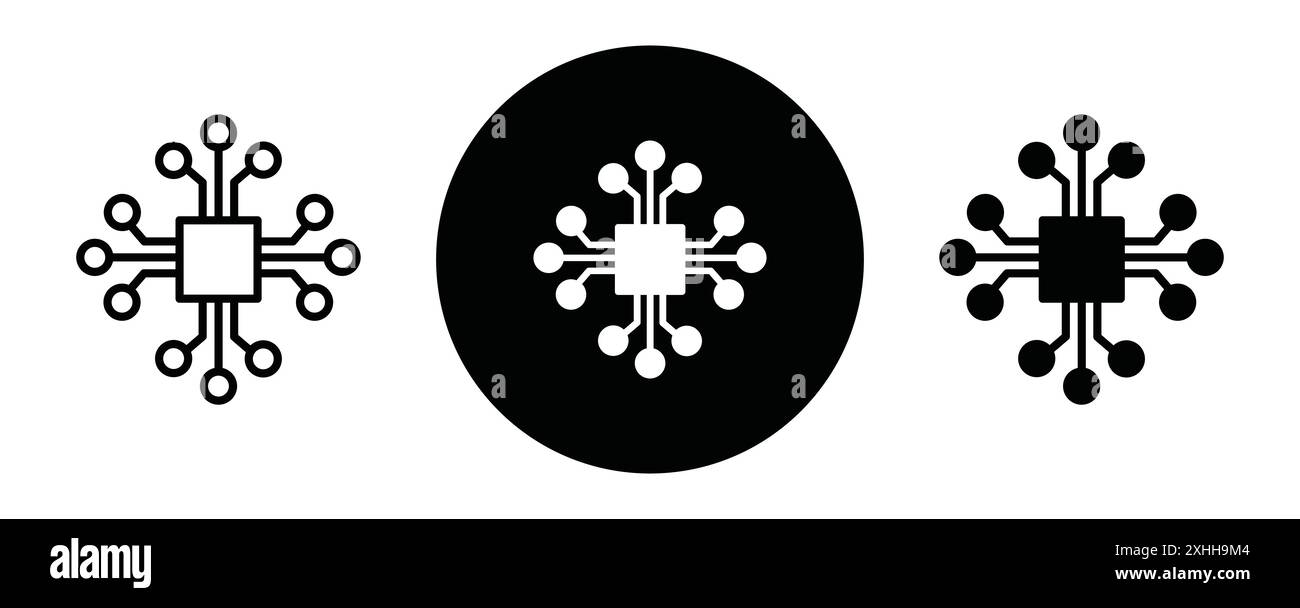 ICT icon Black line art vector in black and white outline set ...