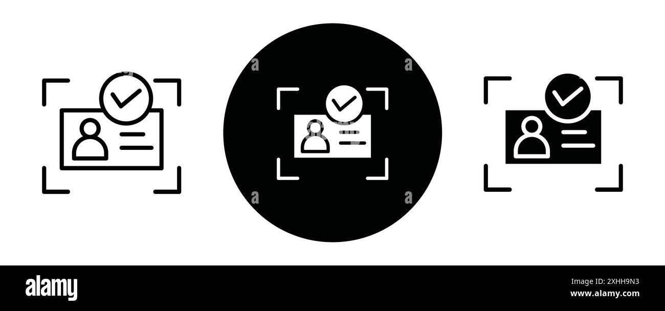Kyc icon Black line art vector in black and white outline set ...