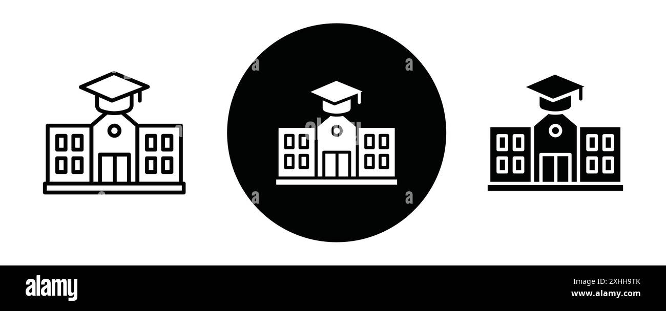Institute icon Black line art vector in black and white outline set ...