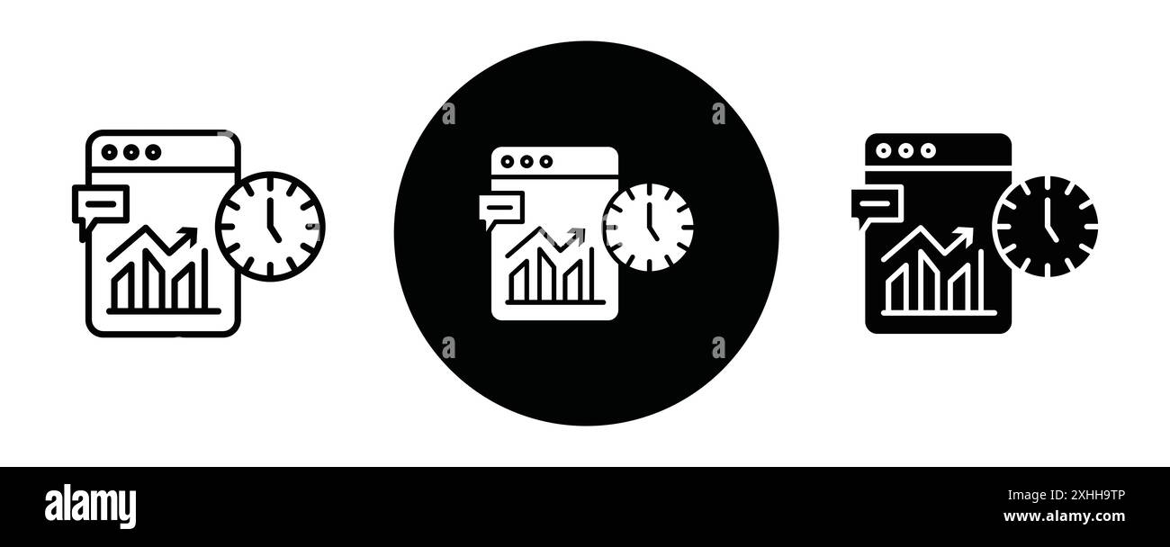 Long term planning icon Black line art vector in black and white ...