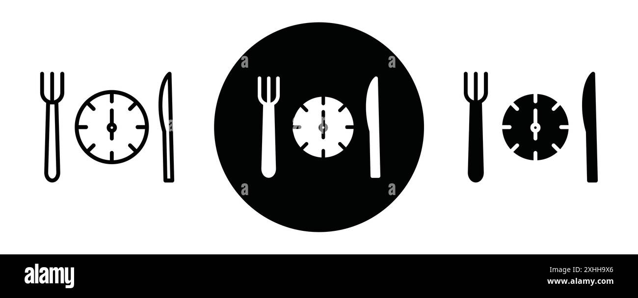 Intermittent Fasting Icon Black Line Art Vector In Black And White