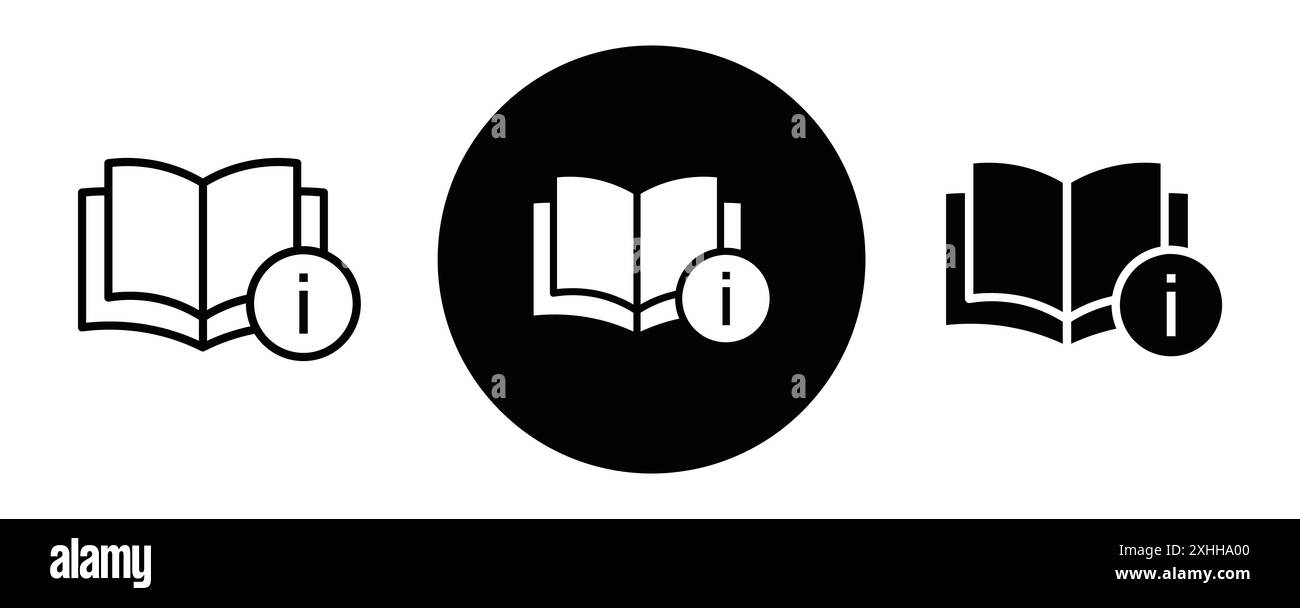 Instruction icon Black line art vector in black and white outline set ...