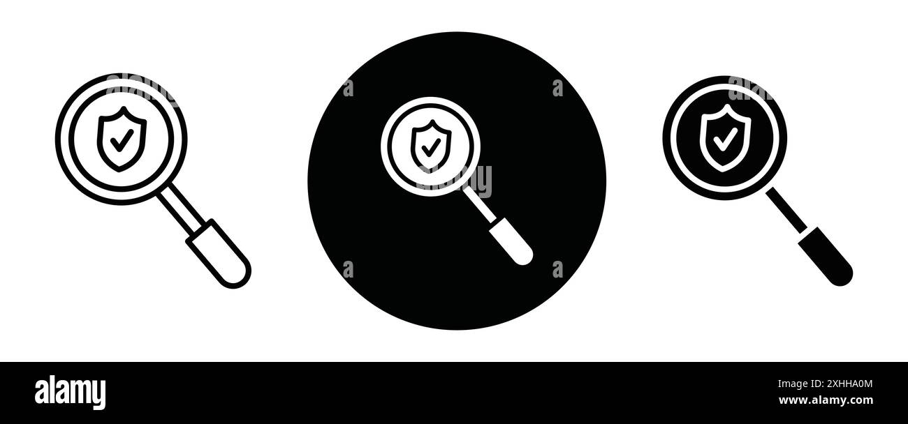 Security Scan Icon Black Line Art Vector In Black And White Outline Set Collection Sign Stock