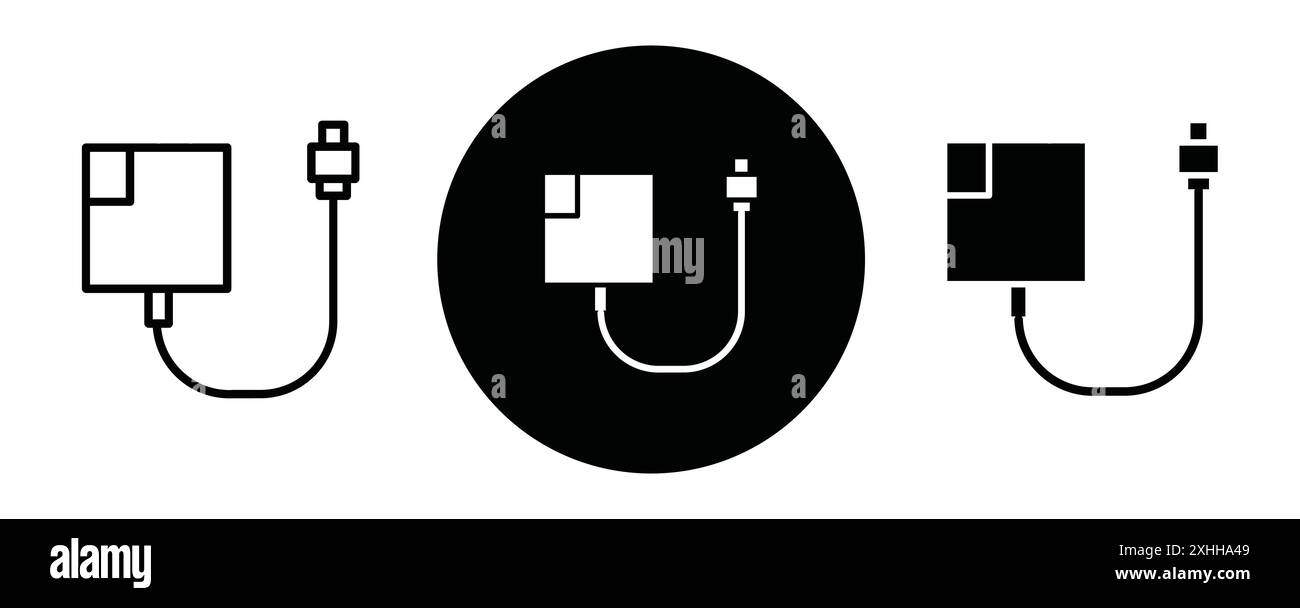 Magsafe icon Black line art vector in black and white outline set ...