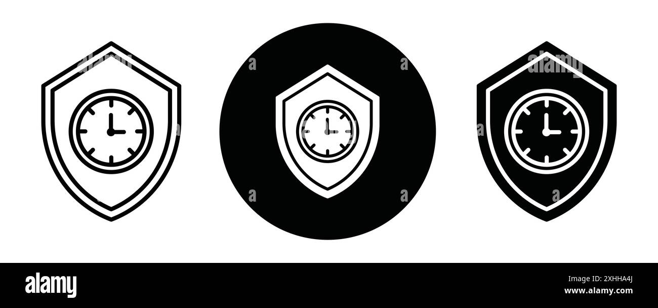 Long term protection icon Black line art vector in black and white ...