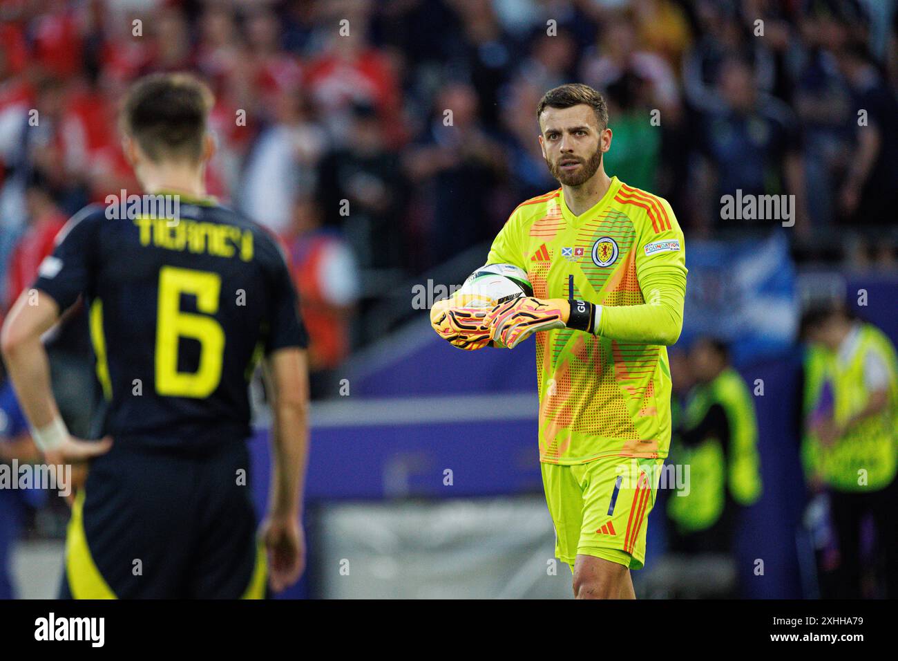 Cologne, Germany - 06 19 2024: Angus Gunn seen during UEFA Euro 2024 ... Cologne, Germany - 06 19 2024: Angus Gunn seen during UEFA Euro 2024 ...