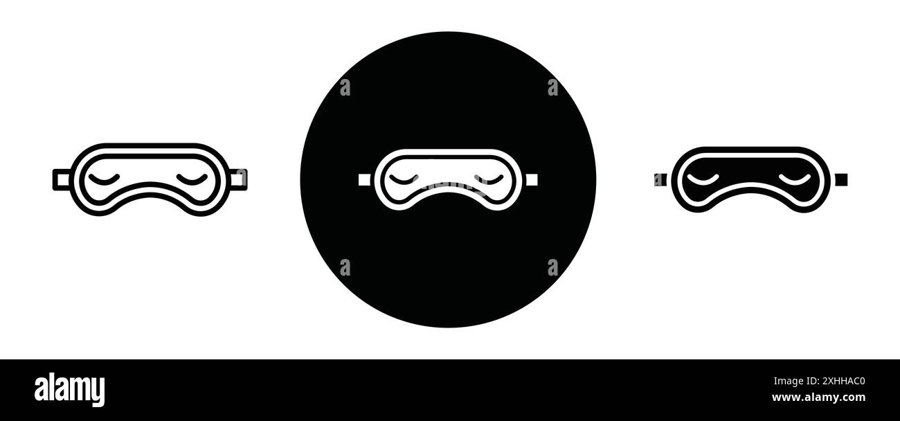 Sleep mask icon Black line art vector in black and white outline set collection sign Stock ...
