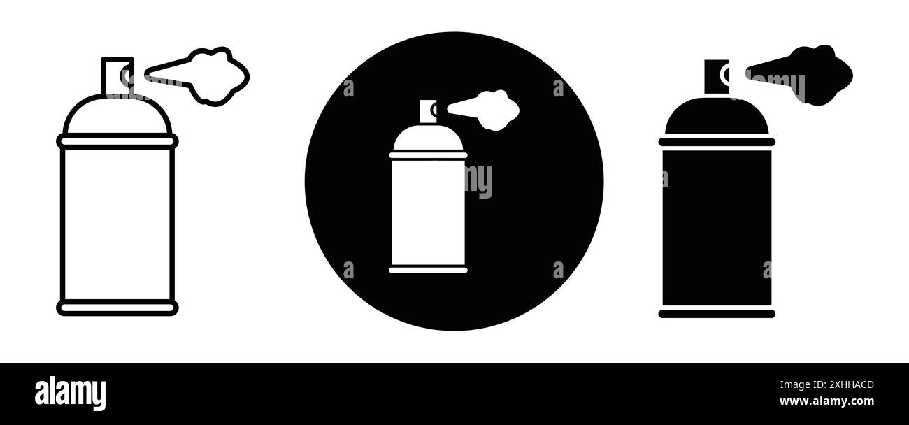 Paint aerosol can icon Black line art vector in black and white outline ...