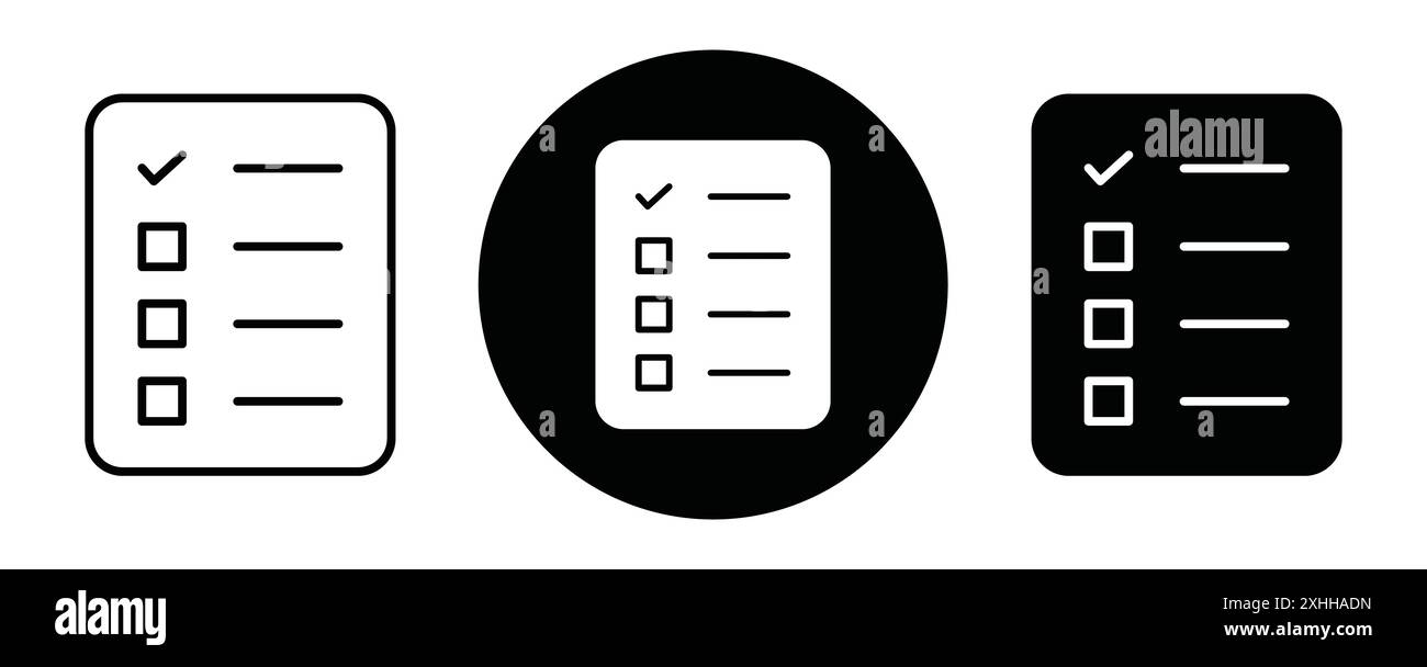 Survey icon Black line art vector in black and white outline set ...