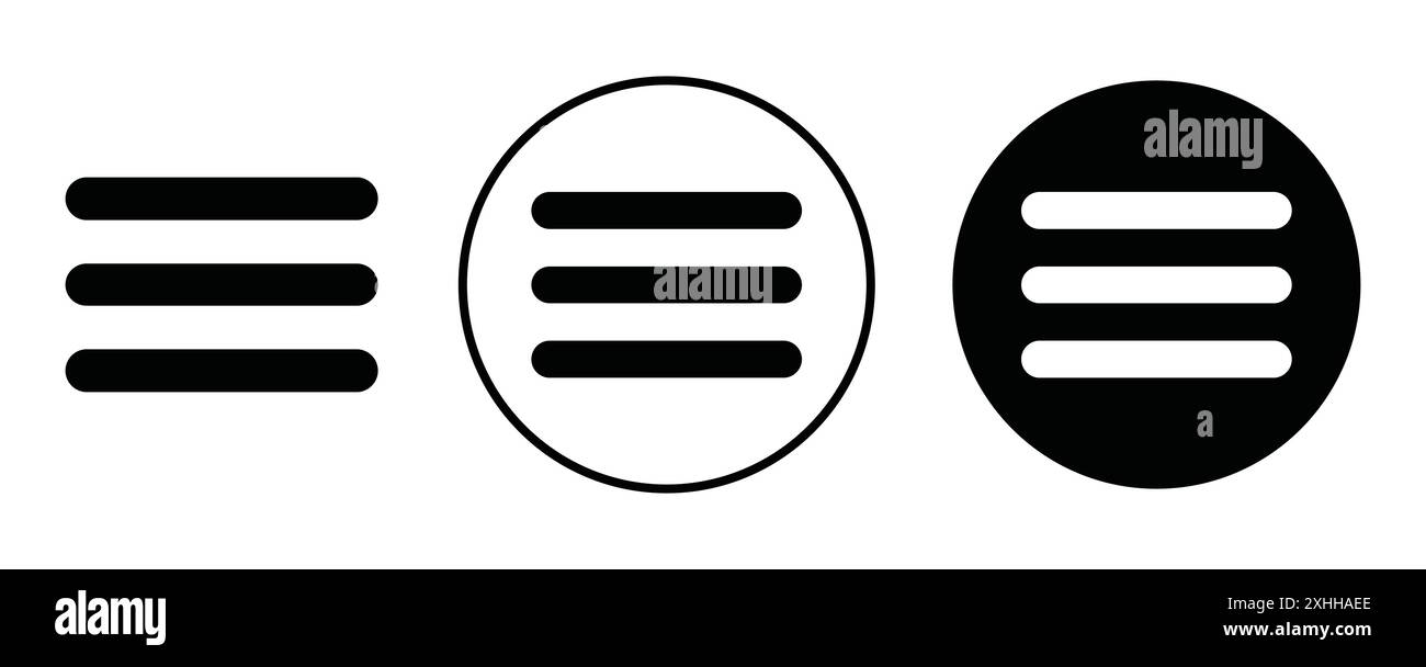 Menu icon Black line art vector in black and white outline set ...